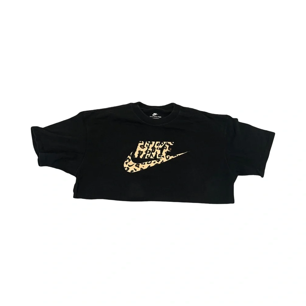 Nike | Shirts | Nike Mens Black Leopard Print Swoosh Tshirt Size L ...